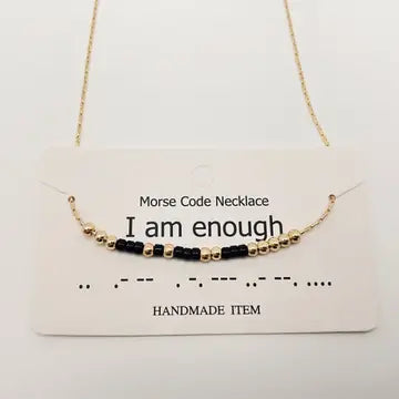 Morse Code Necklaces I am enough – Rustic Rehabs