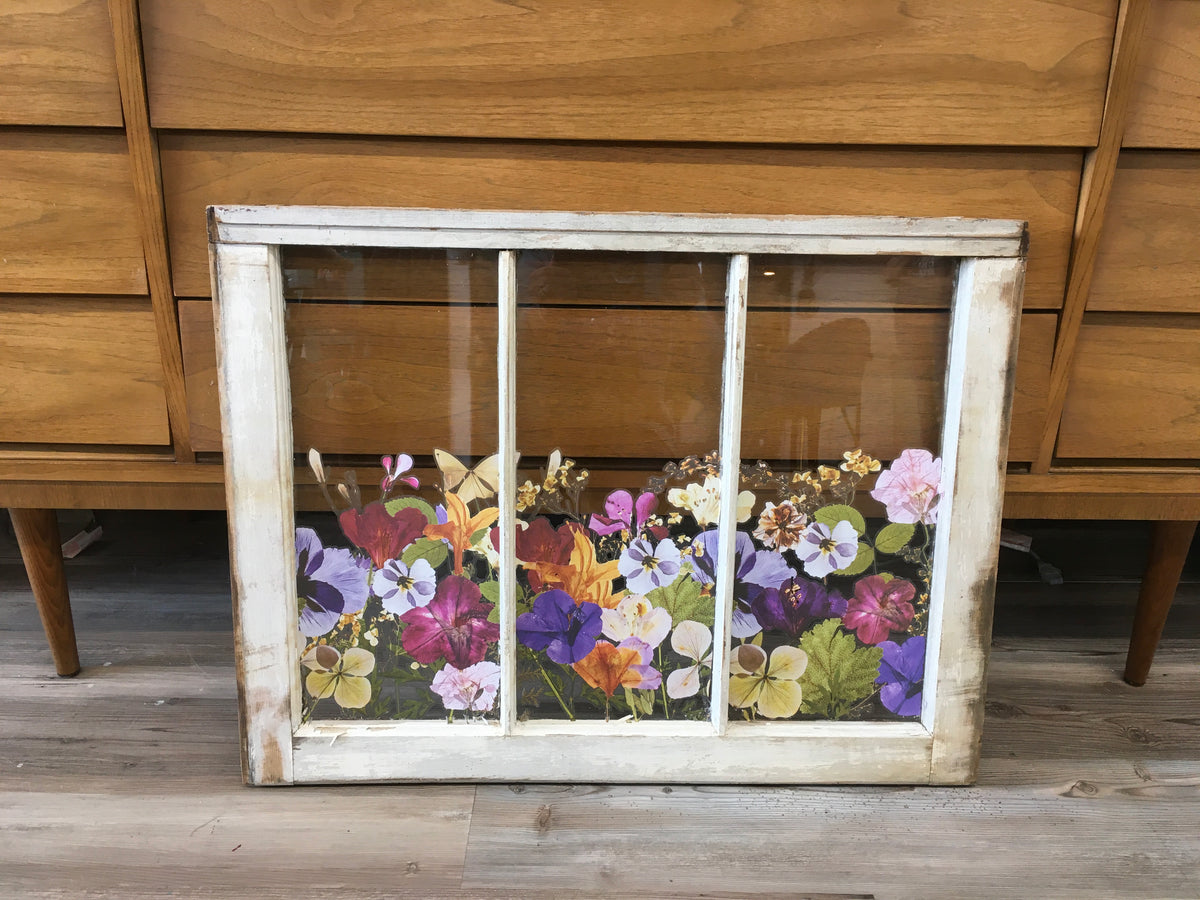 Rustic Window with Beautiful Floral Transfers – Rustic Rehabs